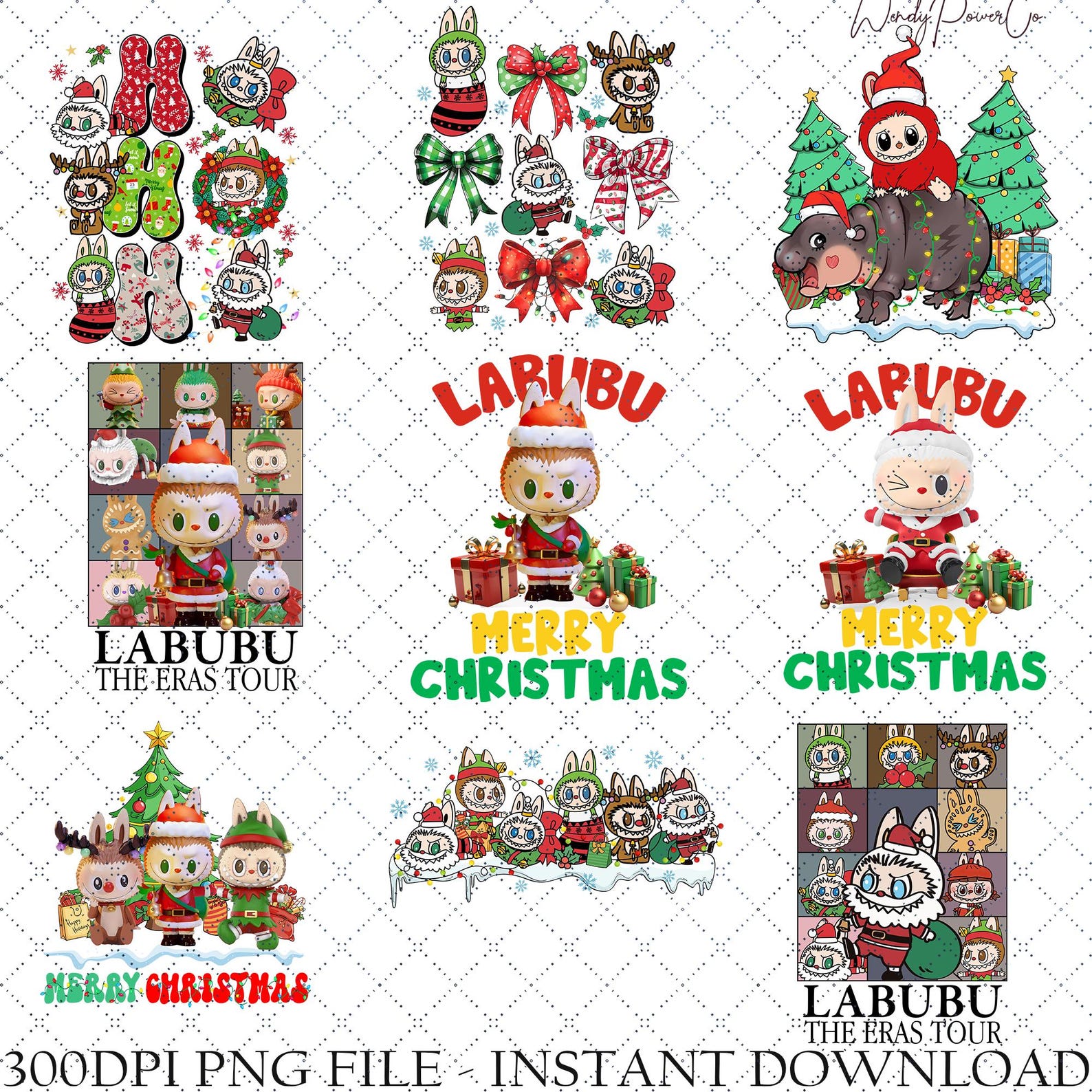 Labubu Merry Christmas Bundle Png, Labubu Christmas Gift Png, Labubu ...