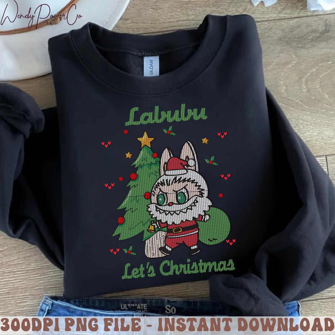 Let's Christmas Labubu Ugly Sweater Png, Labubu Gift Png, Labubu ...