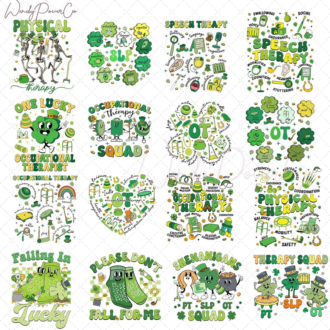 15+ Therapy St Patricks Day Bundle Png, SLP OT PT Shamrock Png ...