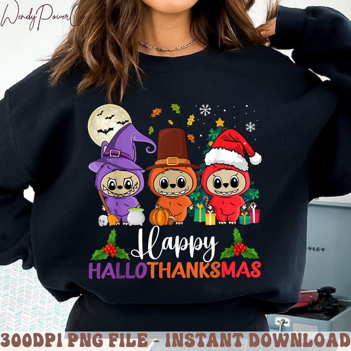 Happy Hallothanksmas Labubu Png, Labubu Christmas Gift Png, Labubu ...