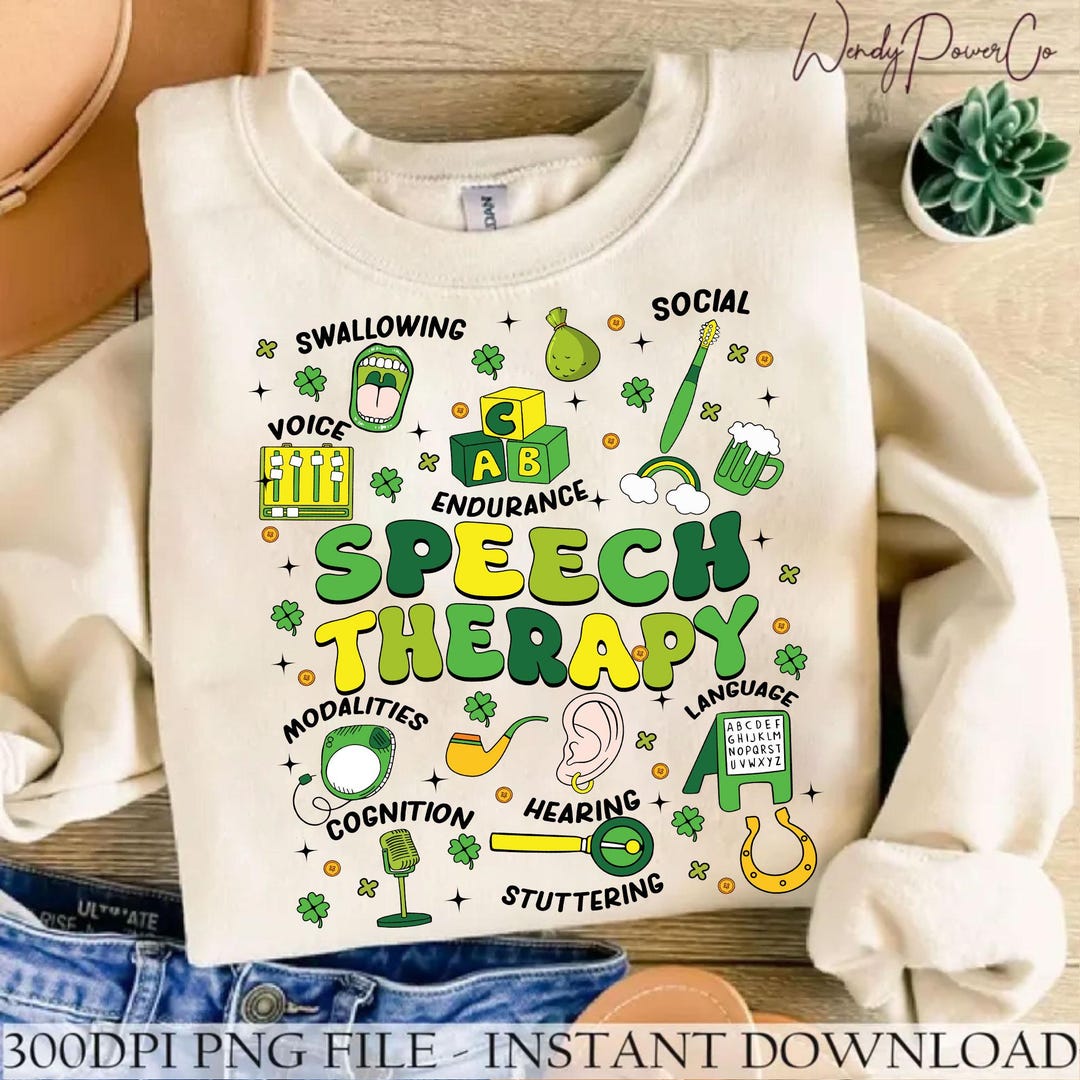 Speech Therapy St Patricks Day Png, St Patricks Shirt Design for SLP ...