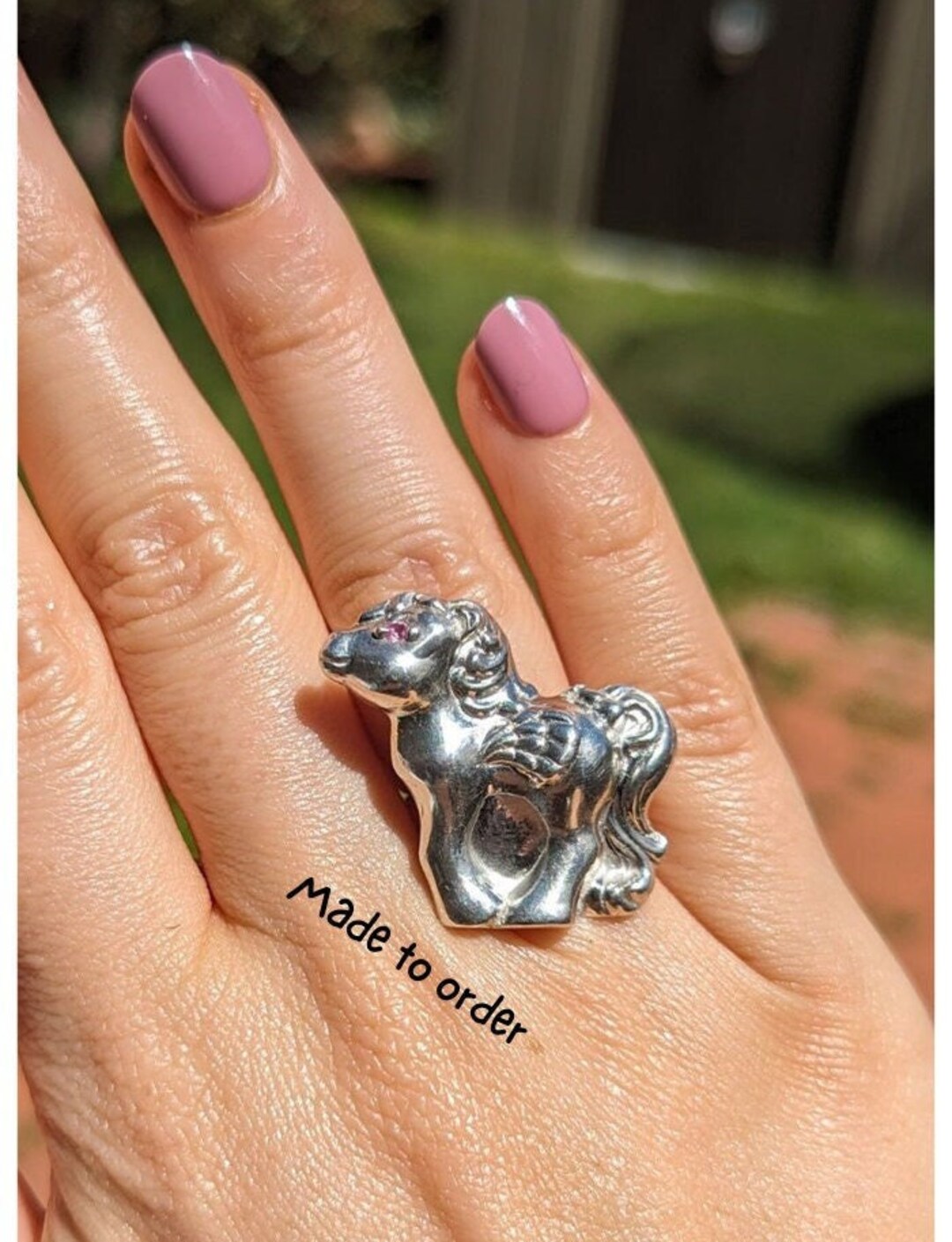 Chunky Pony Ring. Sterling Silver Statement Jewelry. 80s 90s Toys ...