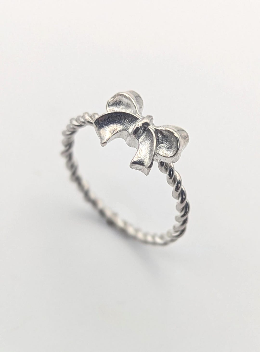 Mini Sterling Silver Bow Ring: Twisted Ribbon Band - Etsy