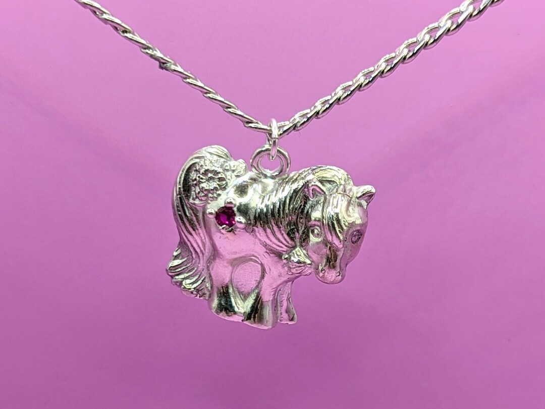 Little Pony MLP Charm With Hot Pink Gemstone. Sterling Silver - Etsy