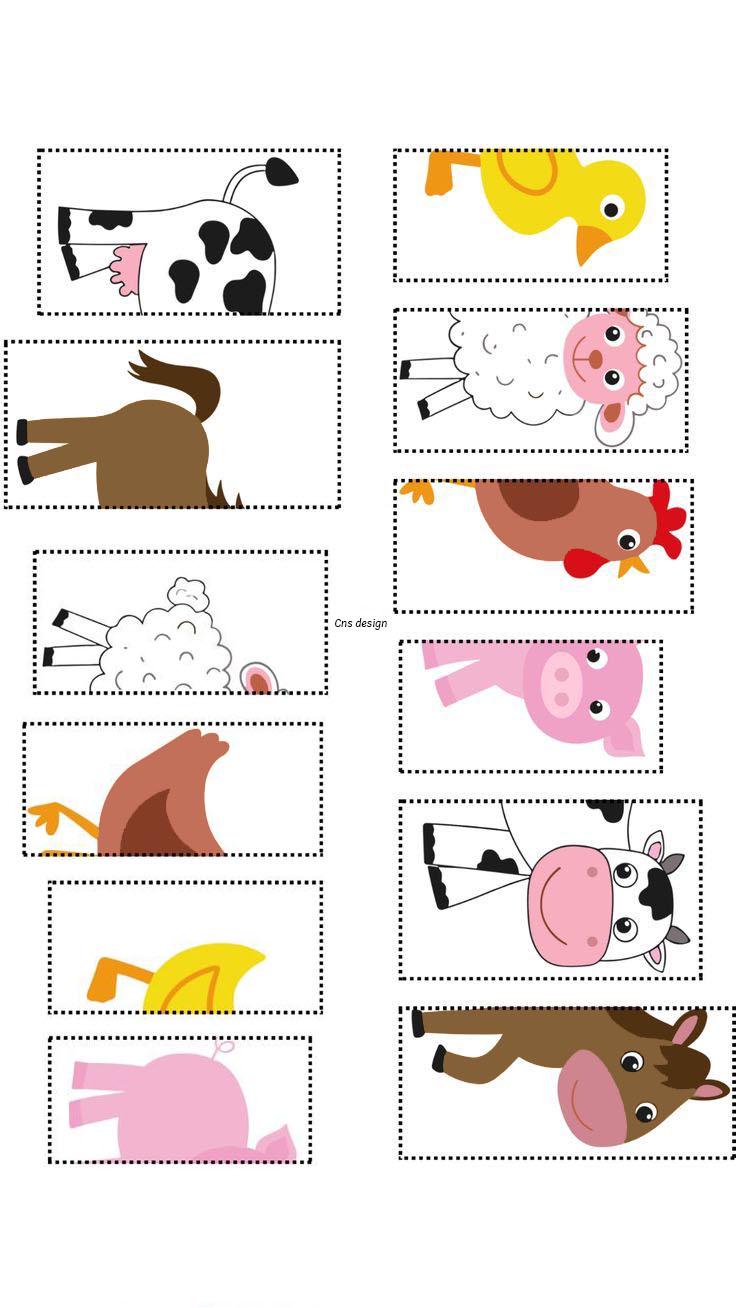 10 Animals A4 Paper Matching Game for Kids, Symmetry Match Picture Card ...