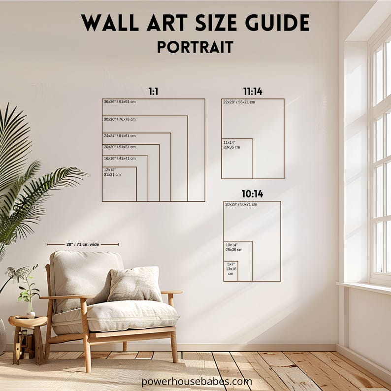 Wall Art Size Guide, Frame Size Guide, Poster Size Chart, Frame Size ...