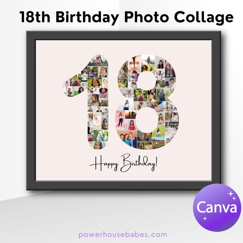 18th Birthday Photo Collage, 18th Photo Collage, Eighteenth Year ...