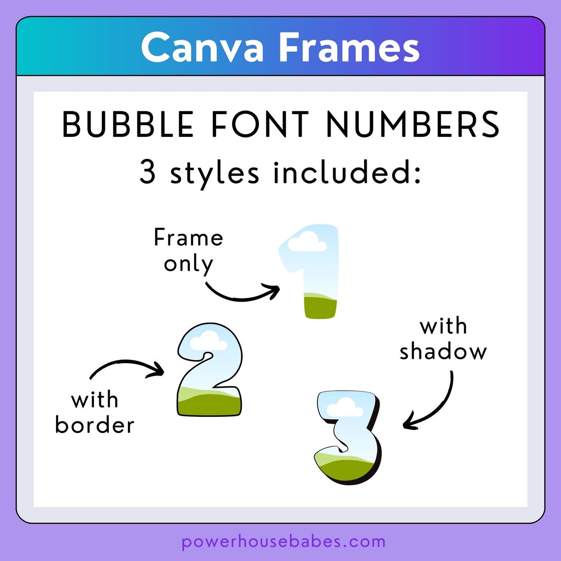 Bubble Numbers Font Canva Frame, Bubble Font Clipart, Drag and Drop ...