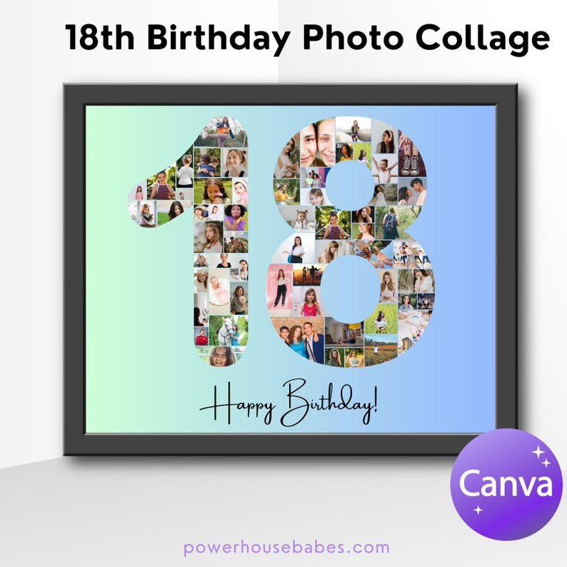 18th Birthday Photo Collage, 18th Photo Collage, Eighteenth Year ...