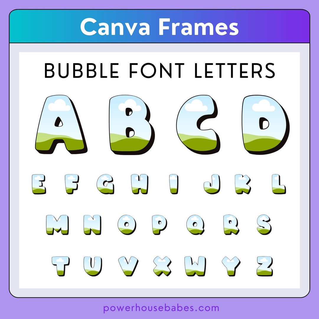 Bubble Letters Font Canva Frame, Bubble Font Clipart, Drag and Drop ...