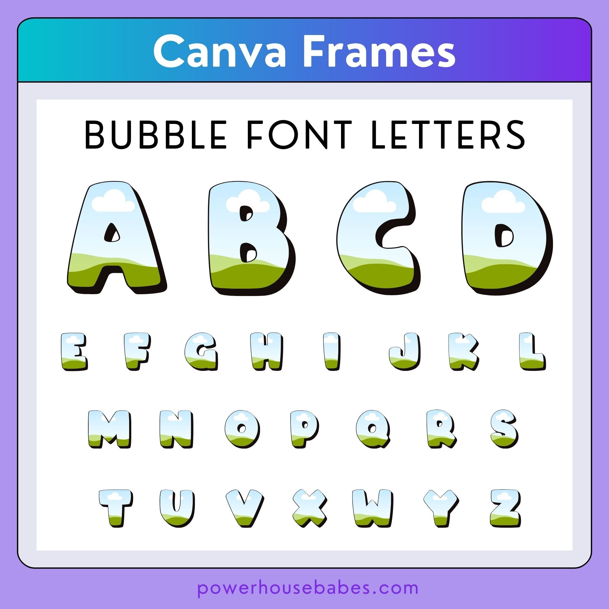 Bubble Letters Font Canva Frame, Bubble Font Clipart, Drag and Drop ...