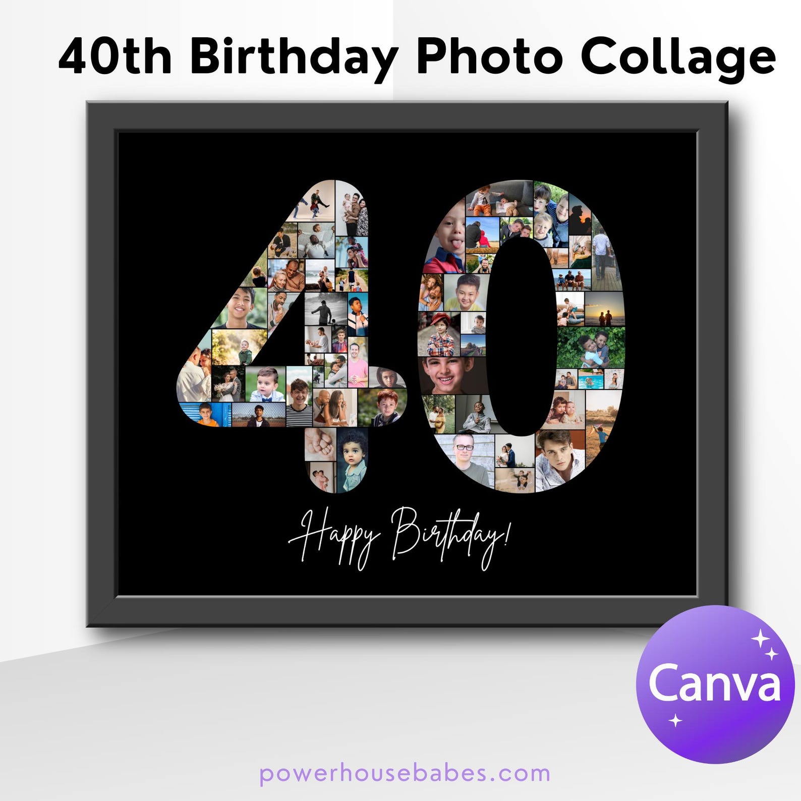 40th Birthday Photo Collage, 40th Photo Collage, Fortieth Year Collage ...