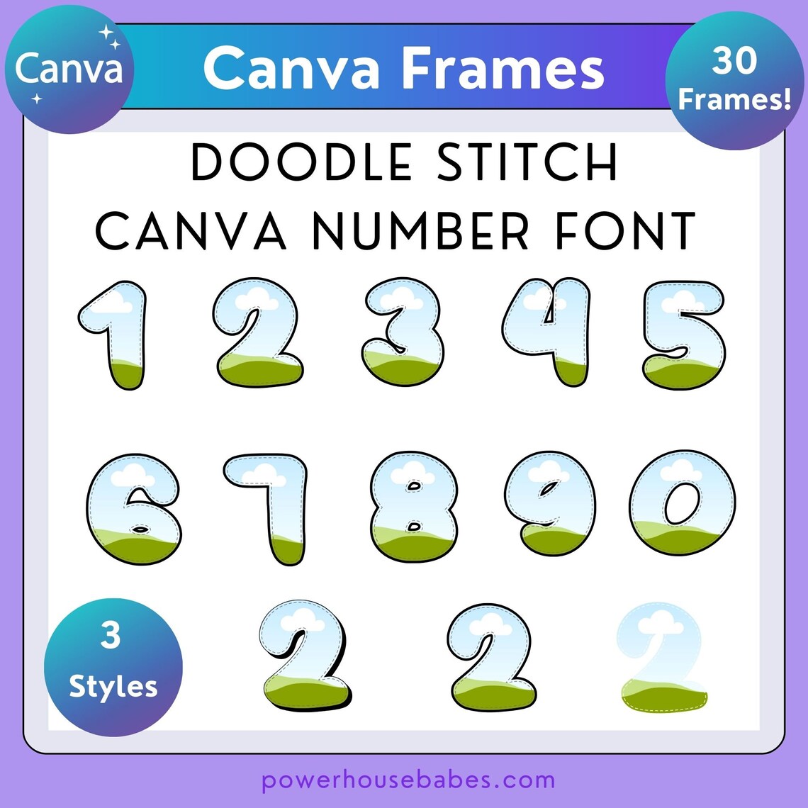 Doodle Stitch Canva Font Numbers, Canva Doodle Font, Number Fonts ...