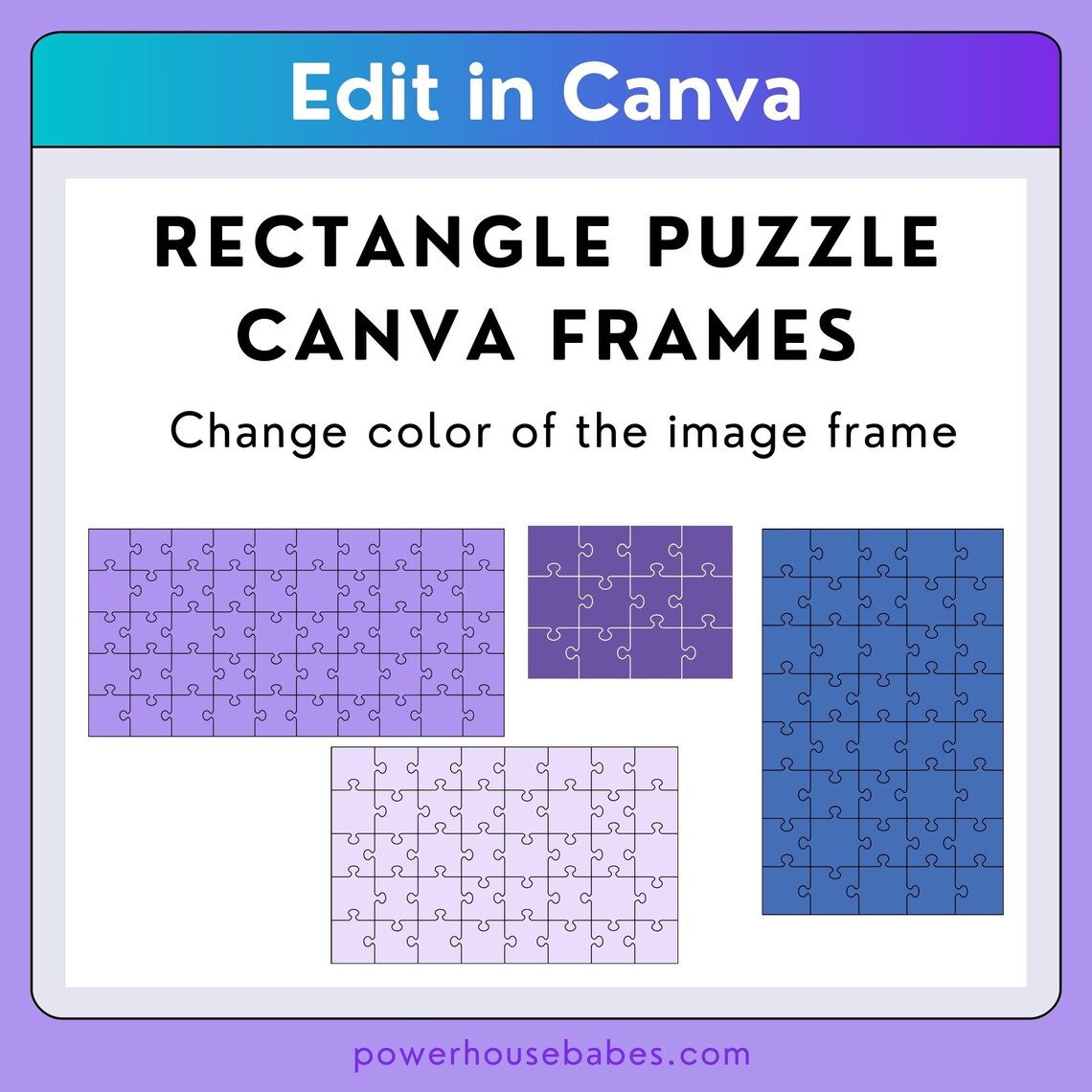 Puzzle Rectangle Frames, Rectangular Puzzle Frames, Canva Frames, Canva ...