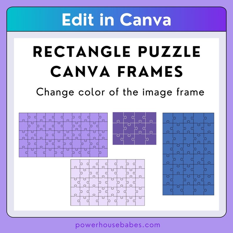 Puzzle Rectangle Frames, Rectangular Puzzle Frames, Canva Frames, Canva Frame Template, Custom ...