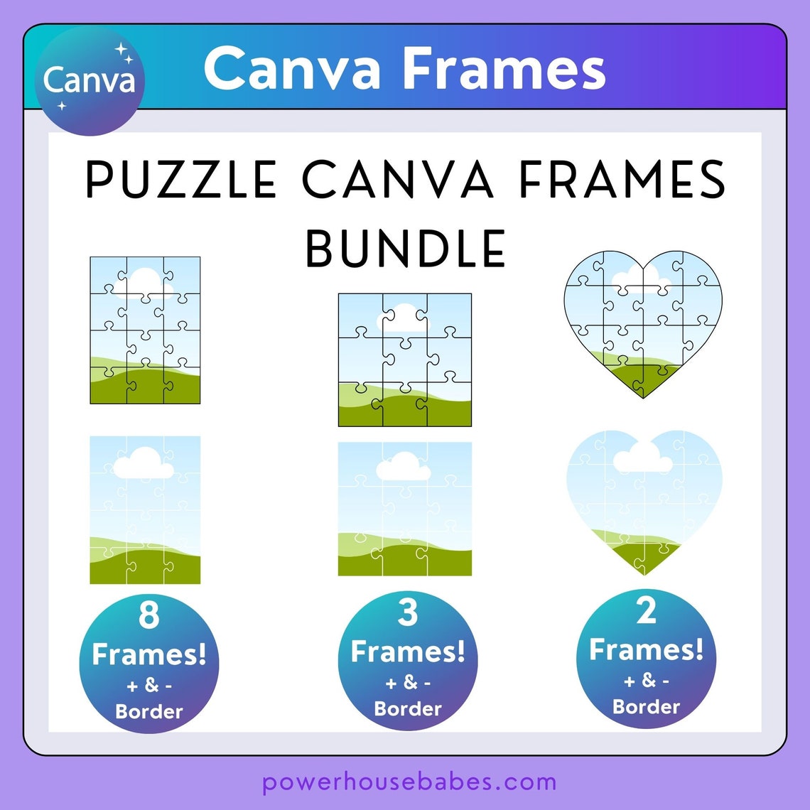 Puzzle Canva Frames Bundle, Editable Puzzles, Jigsaw Puzzle ...