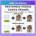 Puzzle Rectangle Frames, Rectangular Puzzle Frames, Canva Frames, Canva Frame Template, Custom ...