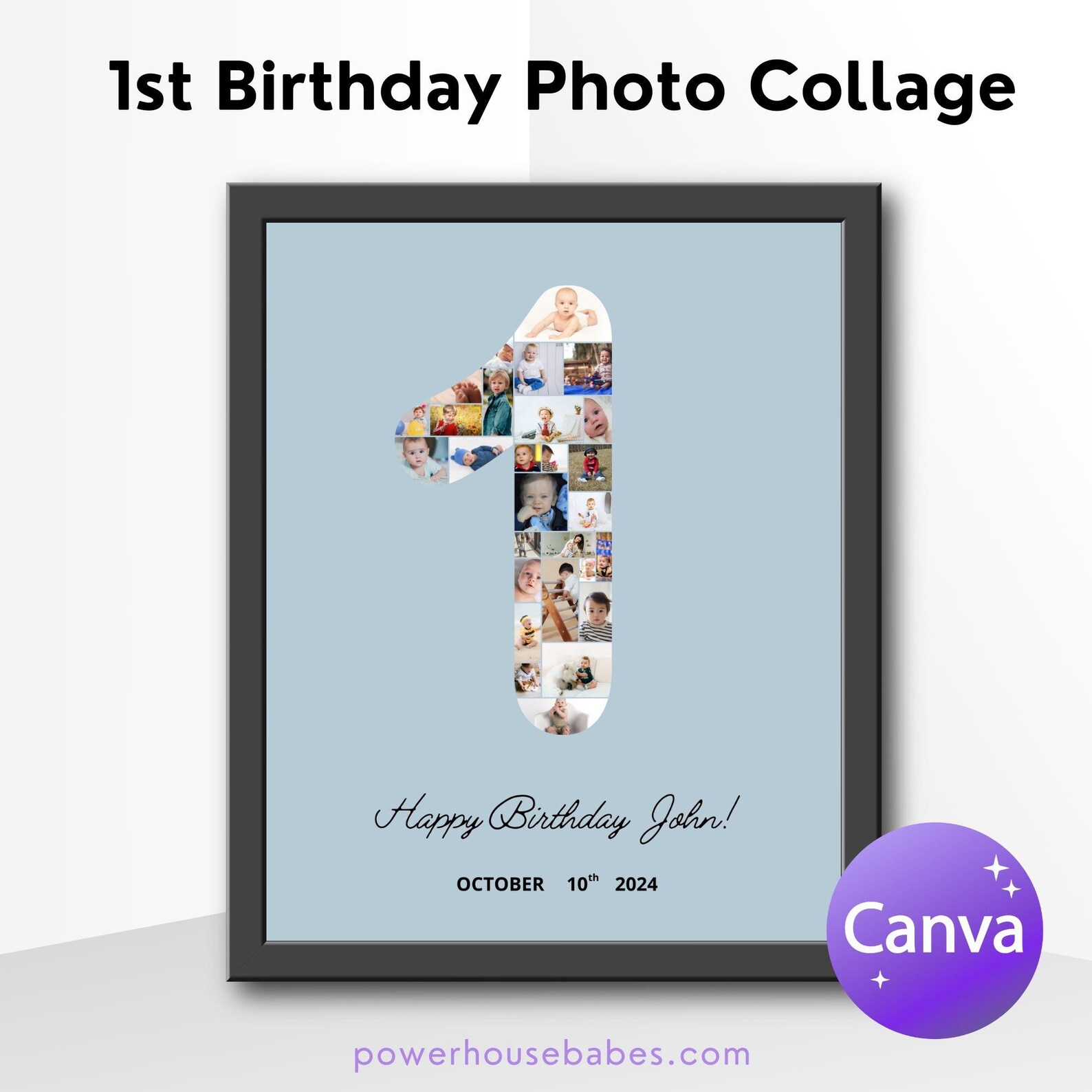 1st Birthday Photo Collage, 1st Photo Collage, First Year Collage, Baby ...