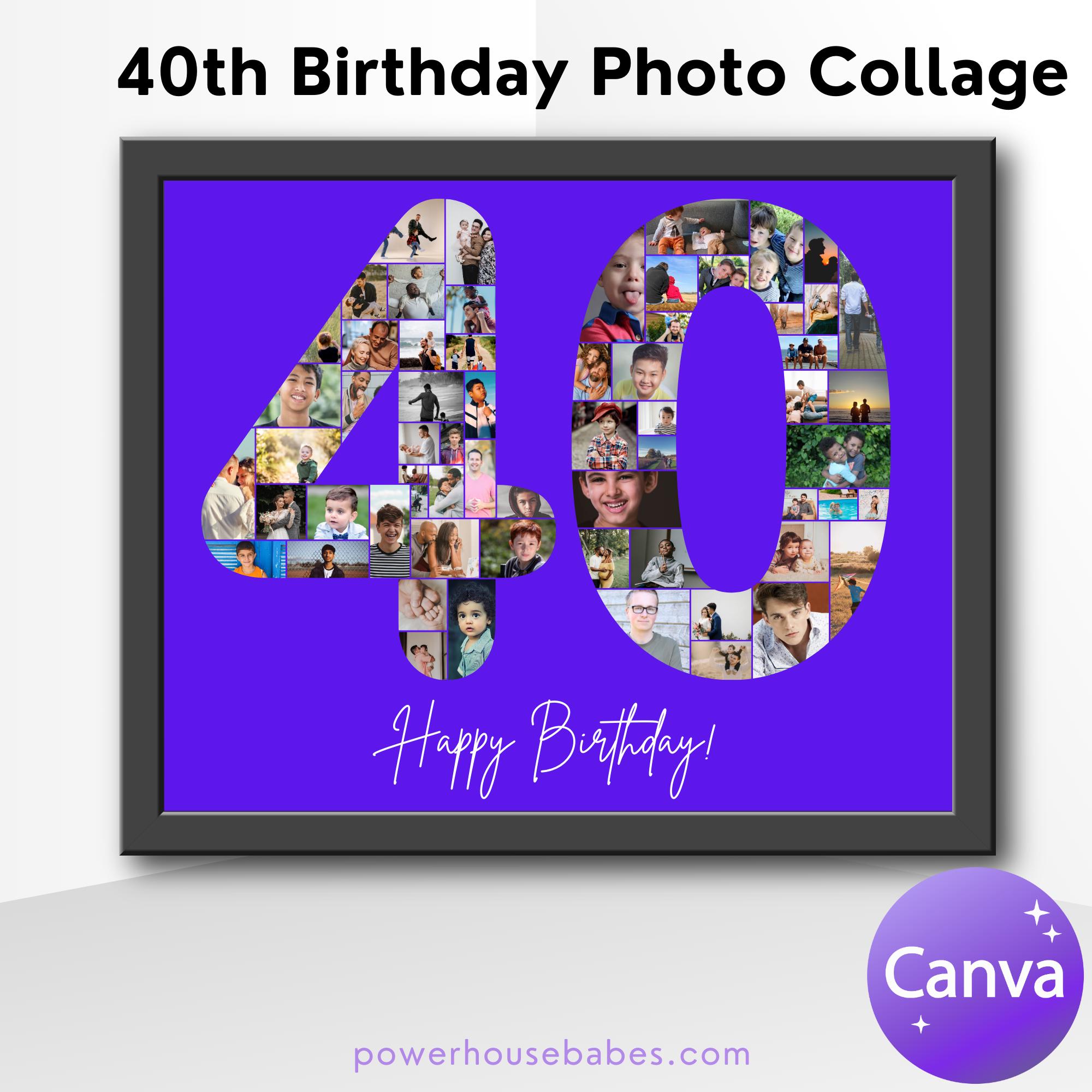40th Birthday Photo Collage, 40th Photo Collage, Fortieth Year Collage ...