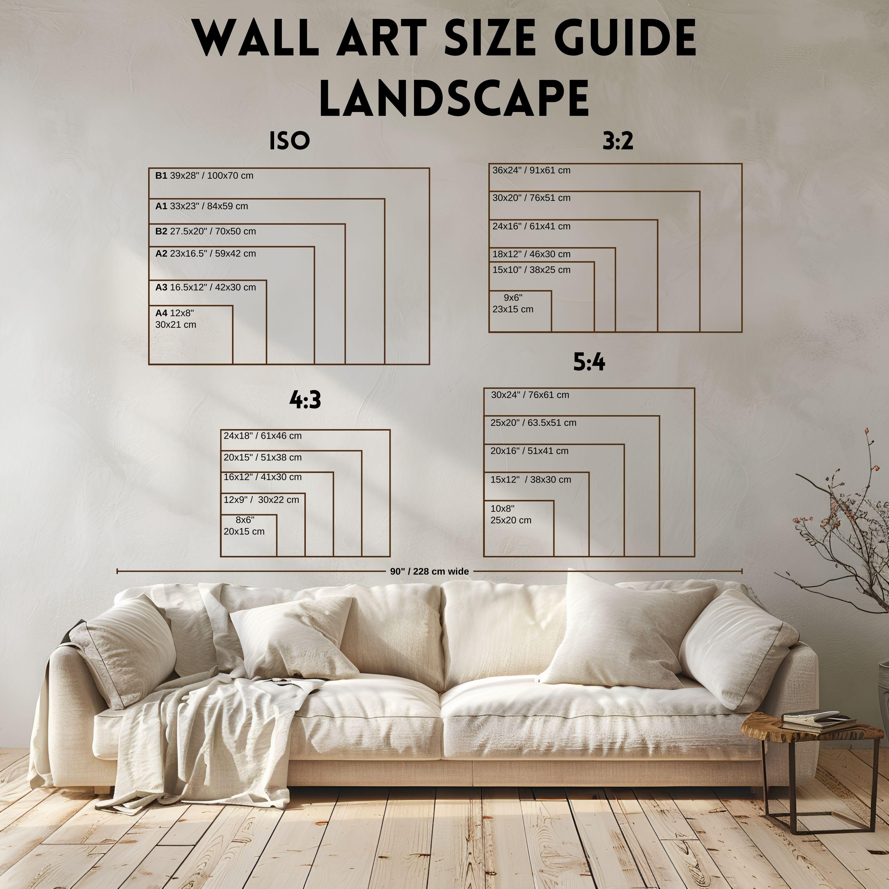 Sofa Wall Art Size Guide Landscape, Photo Size Guide, Poster Size Chart ...