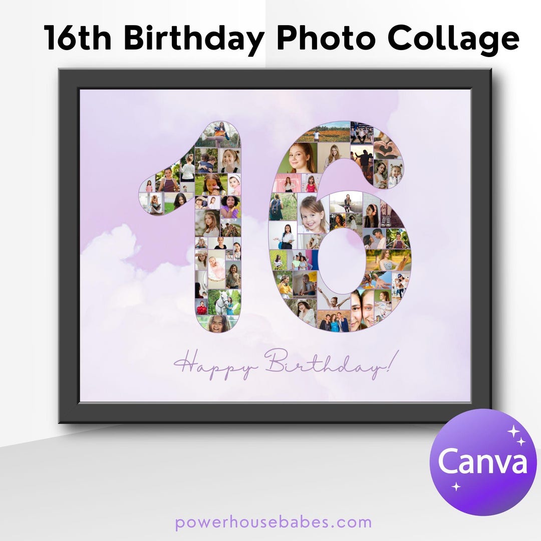 Sweet 16th Birthday Photo Collage, 16th Photo Collage, Sixteenth Year ...