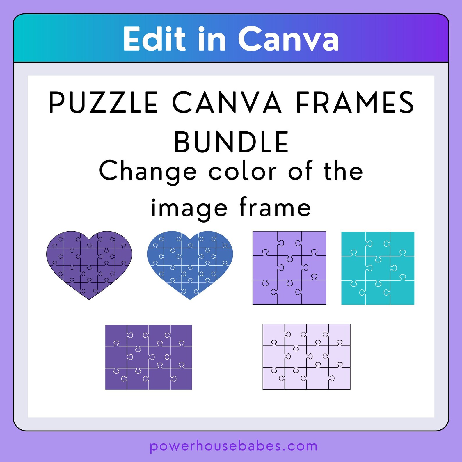 Puzzle Canva Frames Bundle, Editable Puzzles, Jigsaw Puzzle, Personalized Puzzle, Puzzle Canva ...