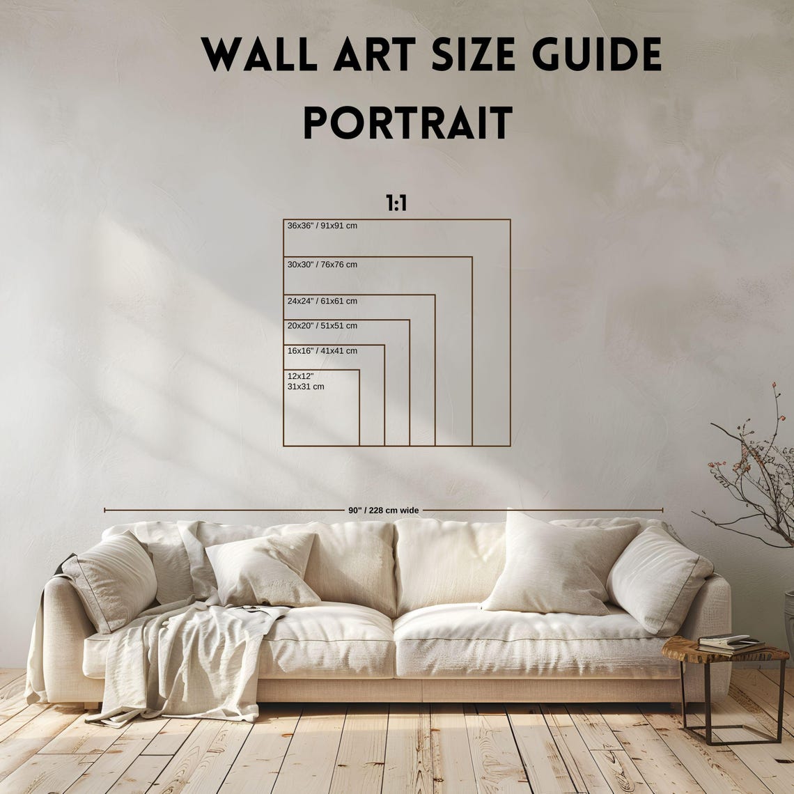 Sofa Wall Art Size Guide Portrait, Photo Size Guide, Poster Size Chart ...