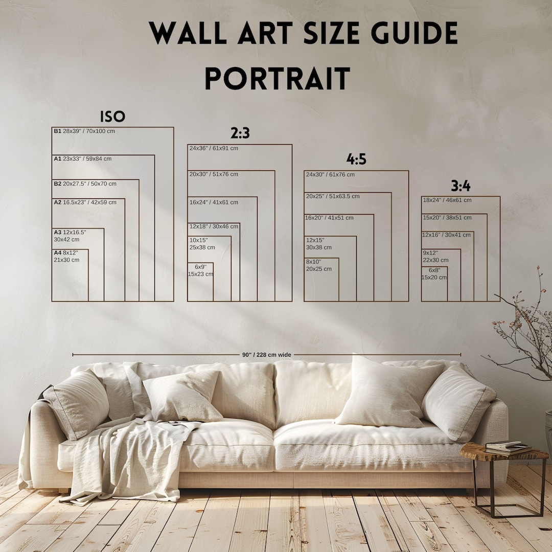 Sofa Wall Art Size Guide Portrait, Photo Size Guide, Poster Size Chart ...