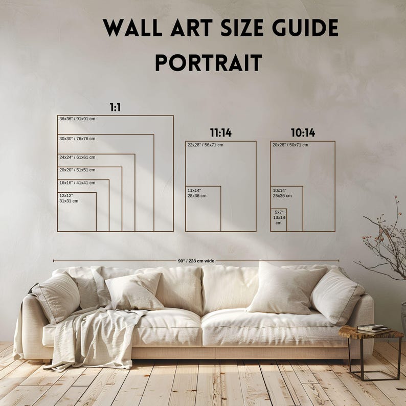 Sofa Wall Art Size Guide Portrait, Photo Size Guide, Poster Size Chart ...