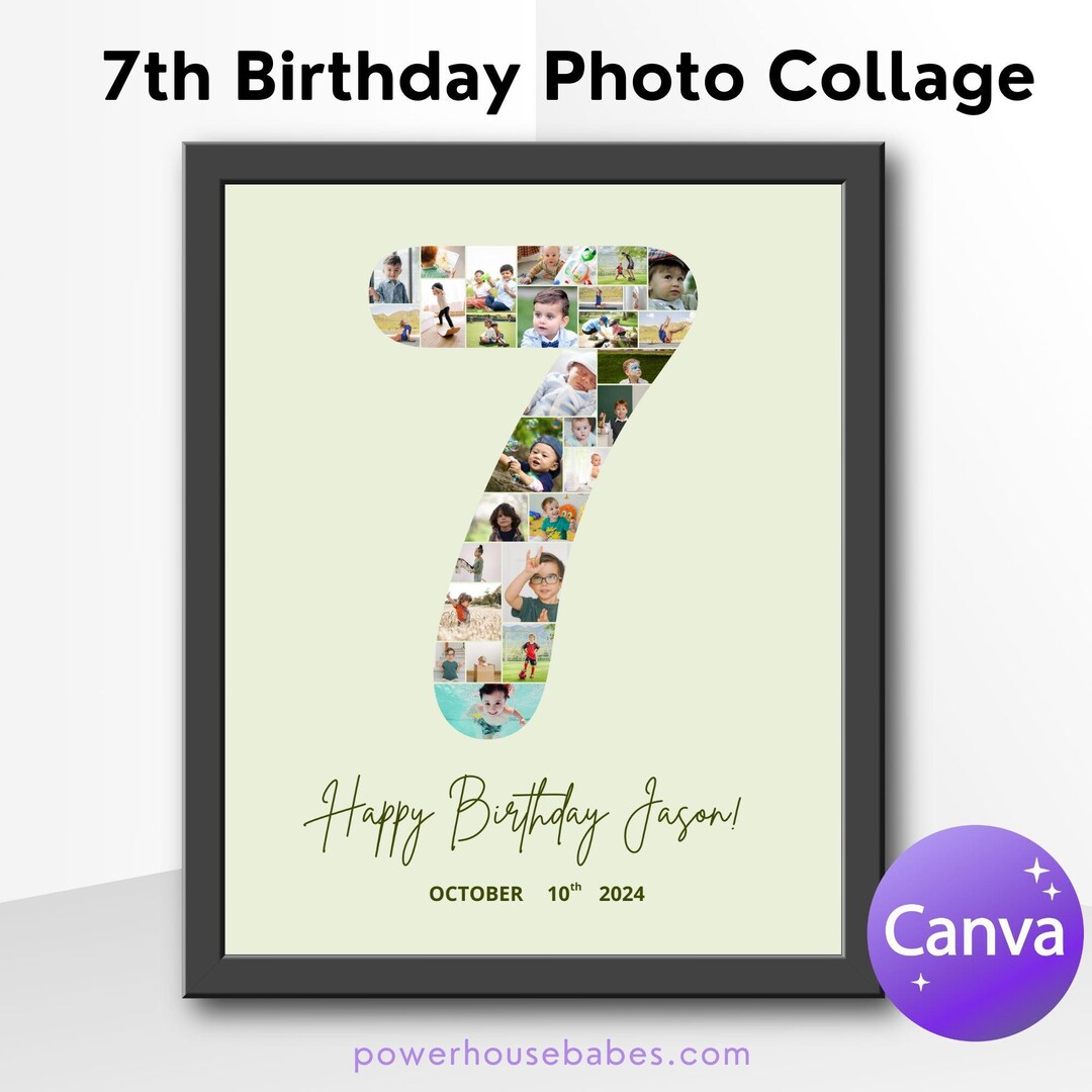 7th Birthday Photo Collage, Seventh Year Collage, 7th Birthday Collage ...