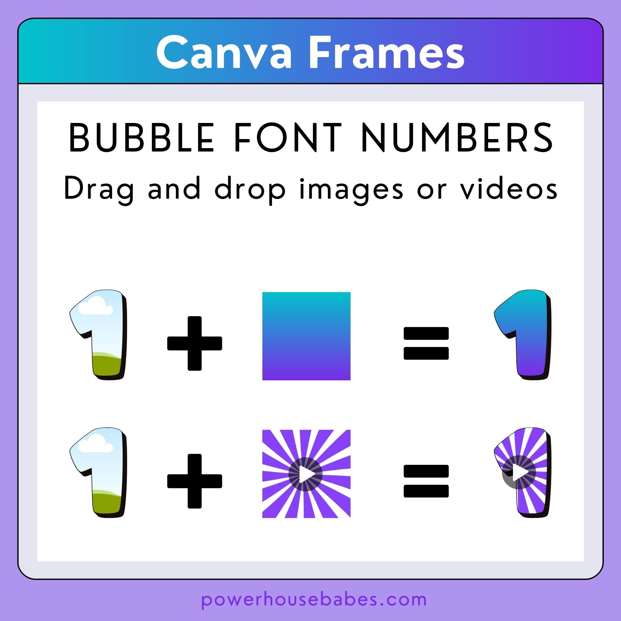 Bubble Numbers Font Canva Frame, Bubble Font Clipart, Drag and Drop ...