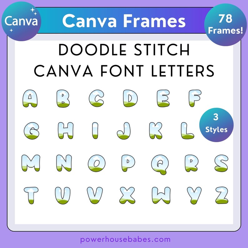 Doodle Stitch Canva Font Letters, Blank Doodle Letters, Canva Doodle ...
