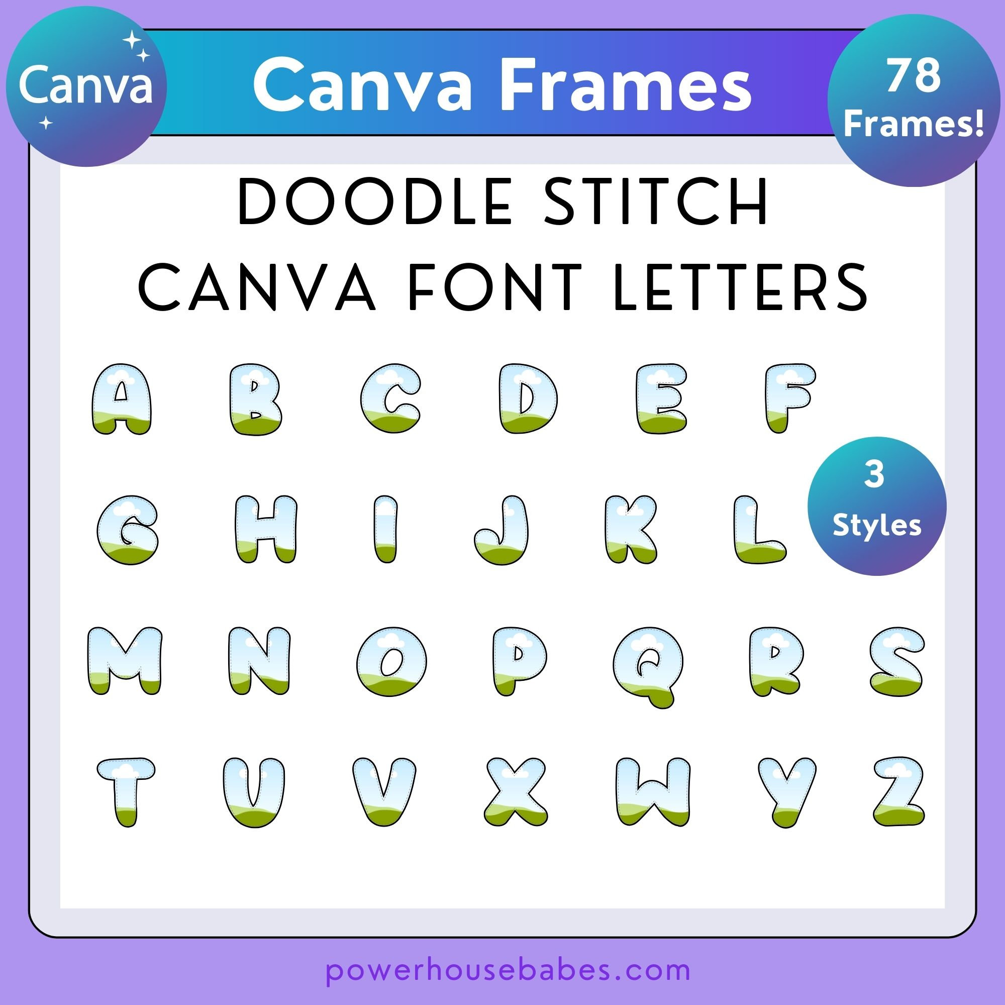 Doodle Stitch Canva Font Letters, Blank Doodle Letters, Canva Doodle ...