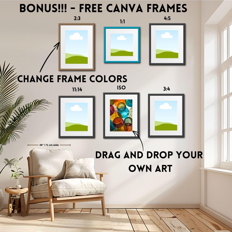 Portrait Wall Art Size Guide, Portrait Frame Size Guide, Vertical ...