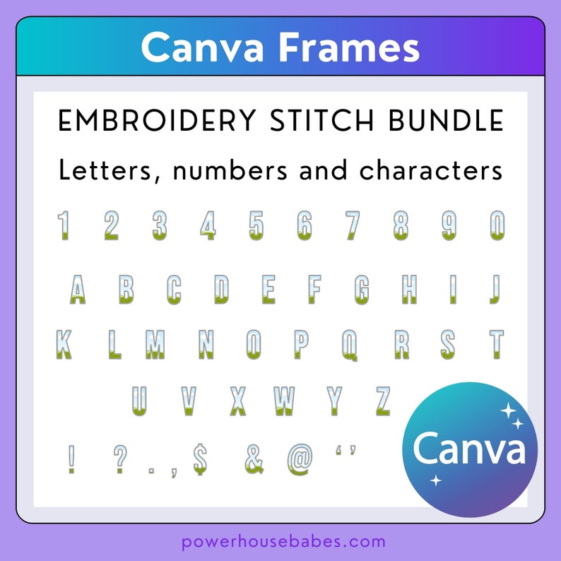 Embroidery Stitch Font Bundle, Embroidery Alphabet, Embroidery Blank ...