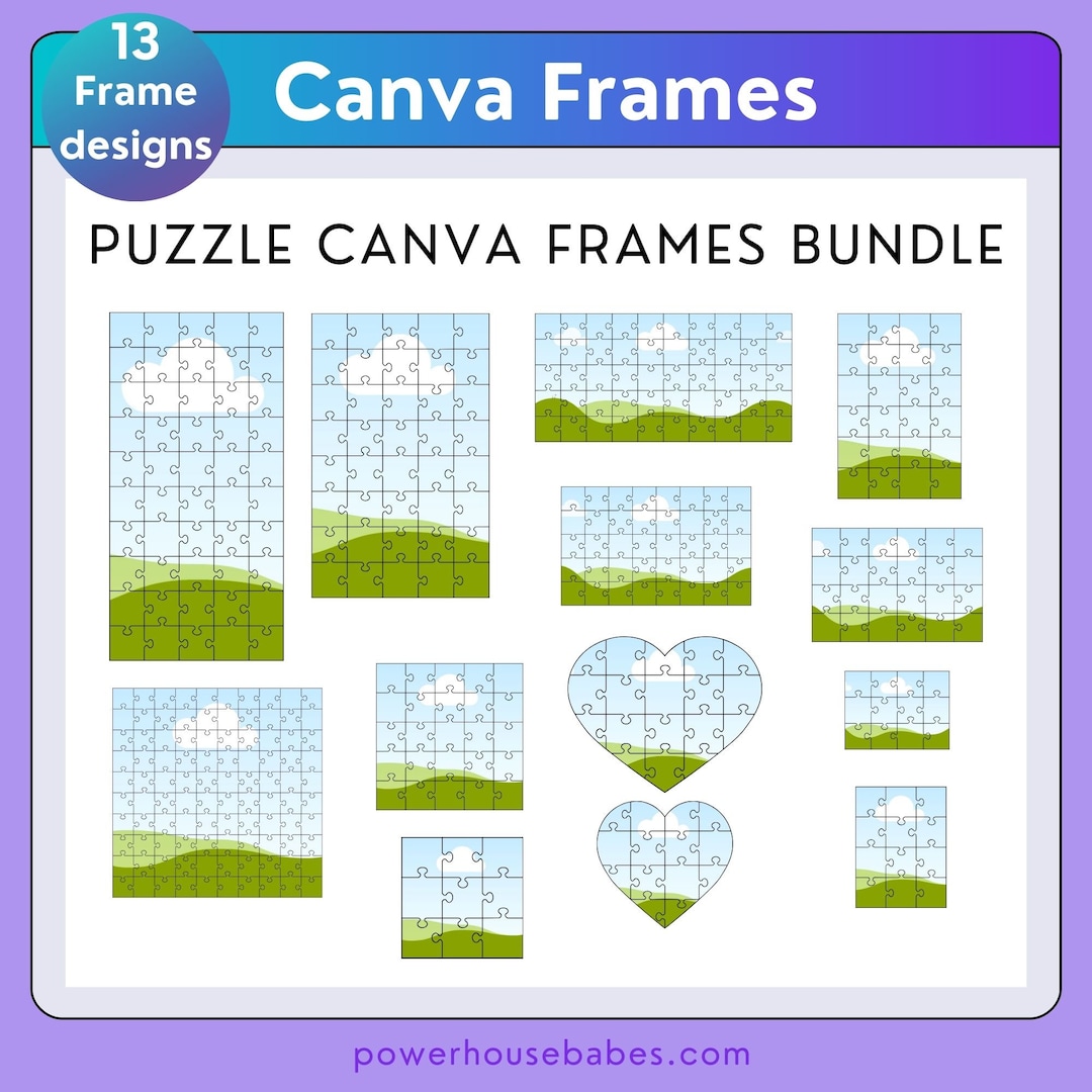 Puzzle Canva Frames Bundle, Editable Puzzles, Jigsaw Puzzle ...