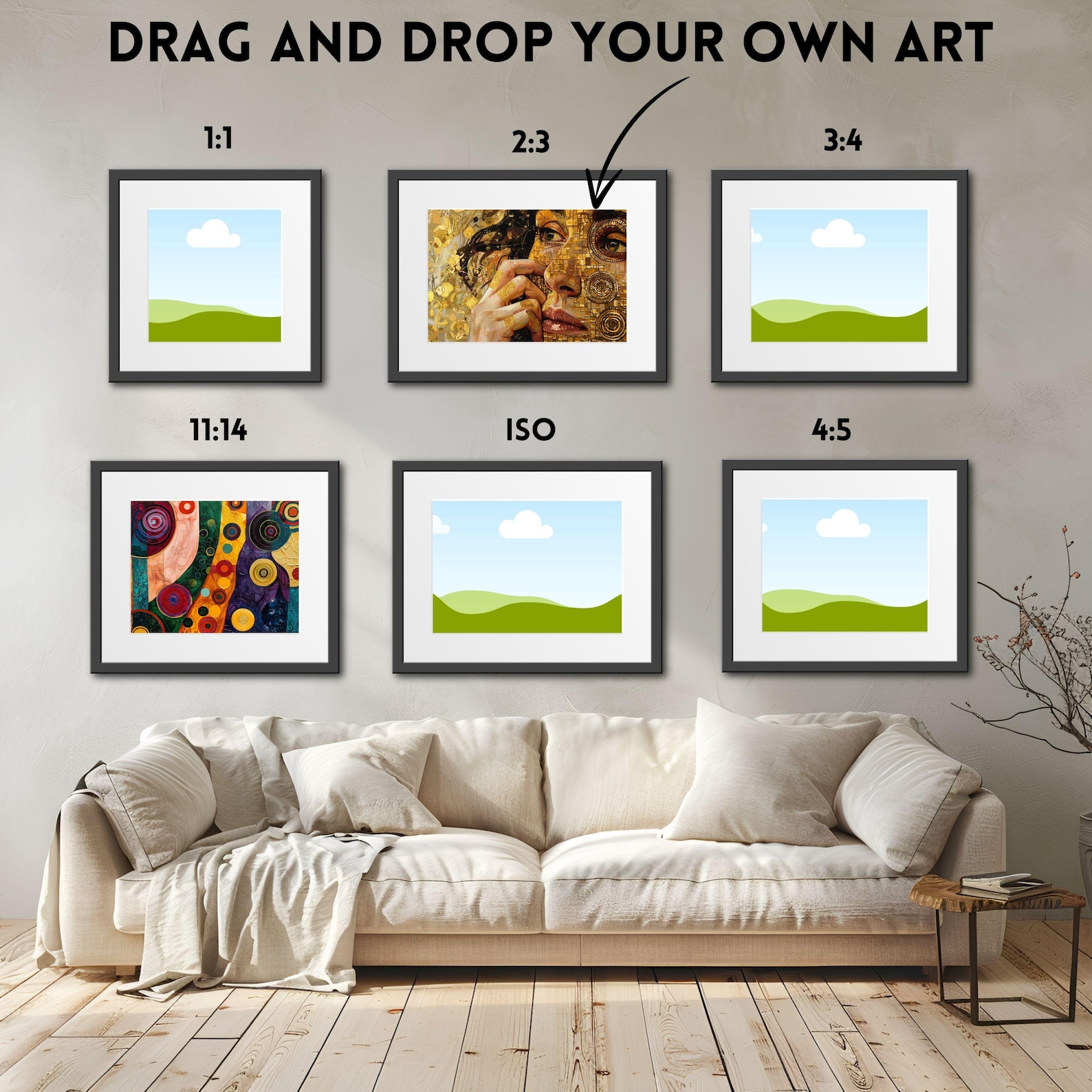Sofa Wall Art Size Guide Landscape, Photo Size Guide, Poster Size Chart ...