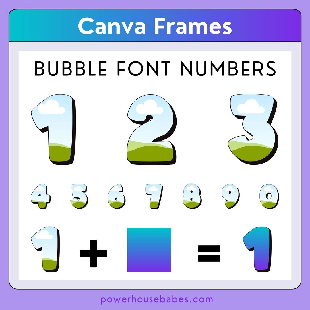 Bubble Numbers Font Canva Frame, Bubble Font Clipart, Drag and Drop ...