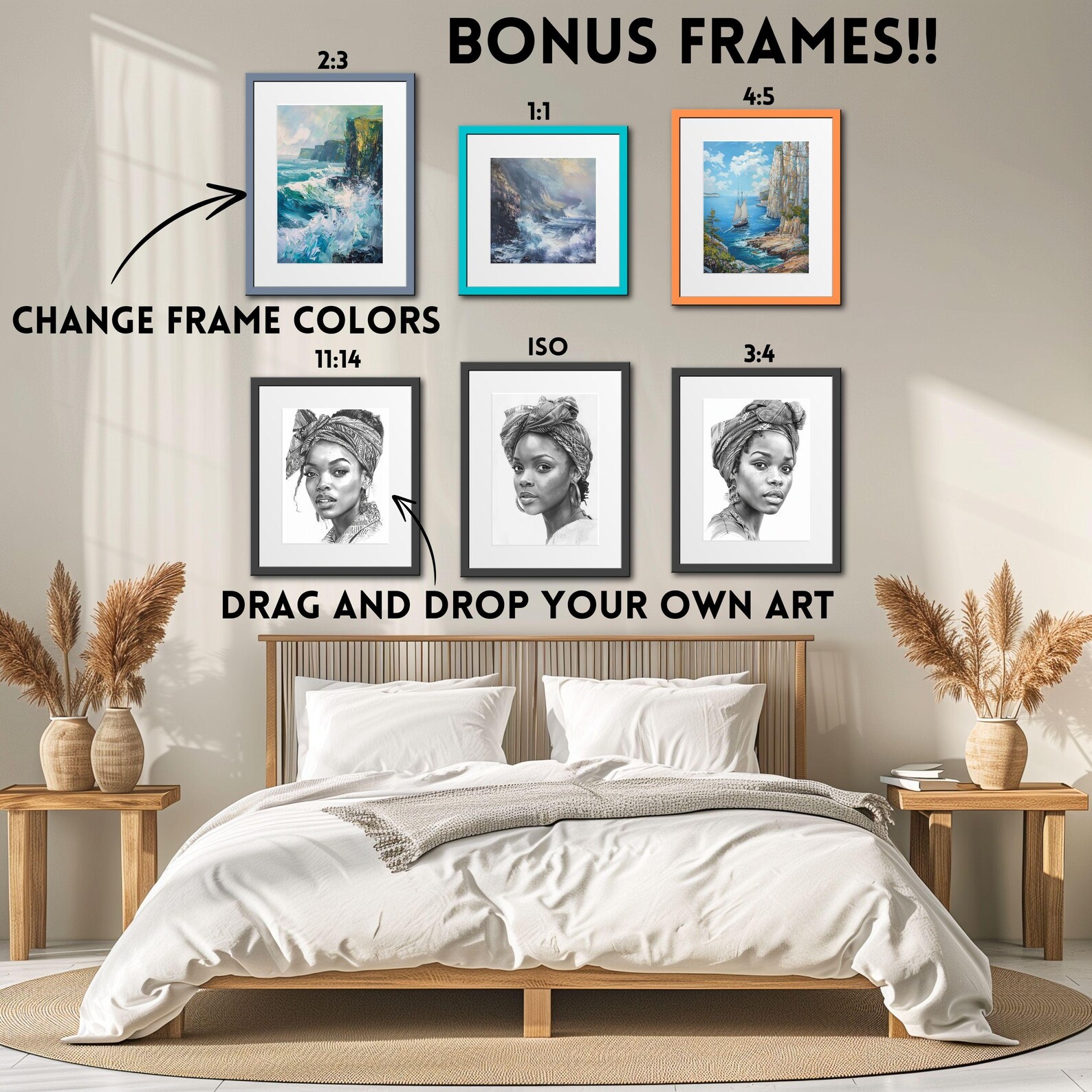 Bedroom Wall Art Size Guide portrait, Frame Ratio Sizes, Poster Size ...