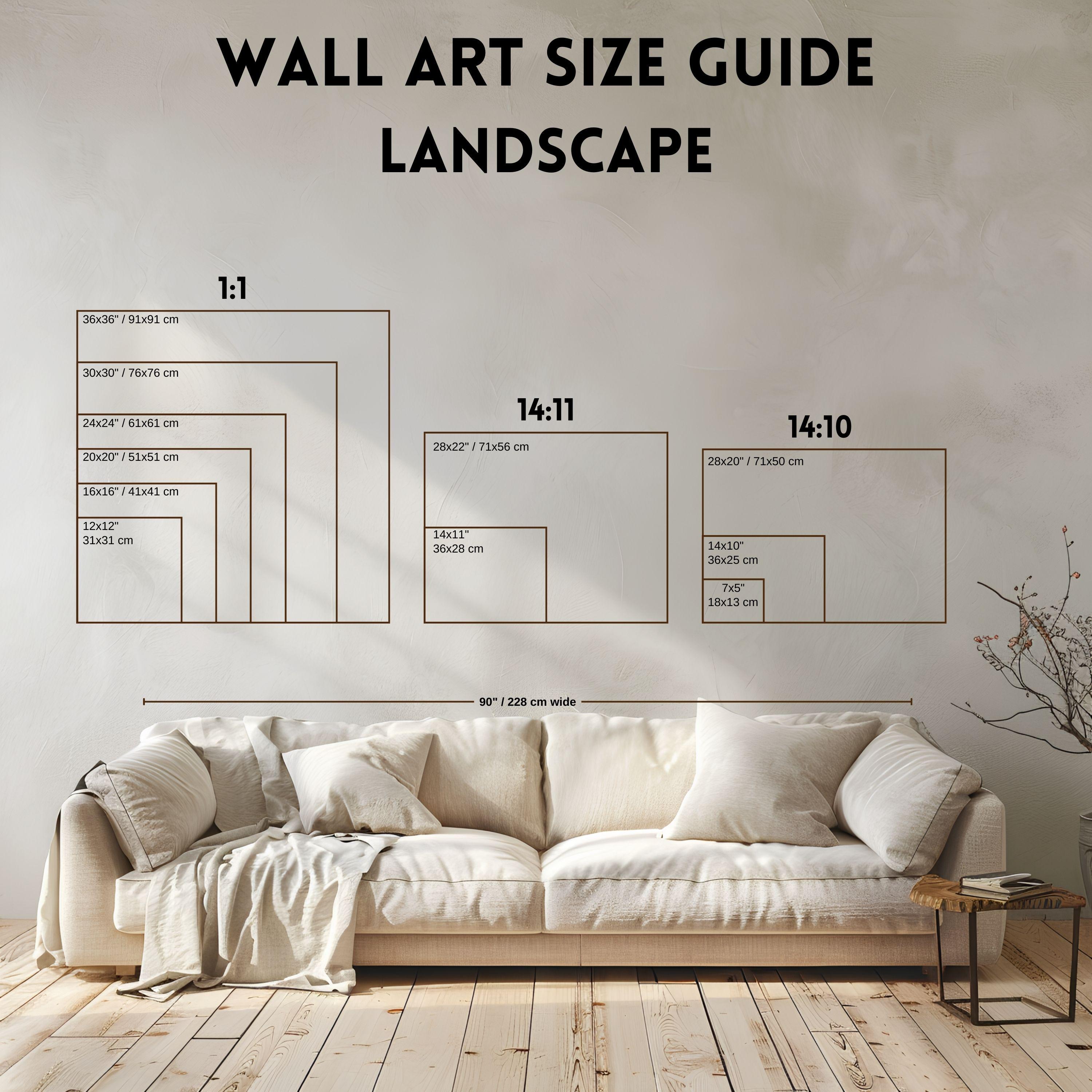 Sofa Wall Art Size Guide Bundle, Photo Size Guide, Poster Size Chart ...