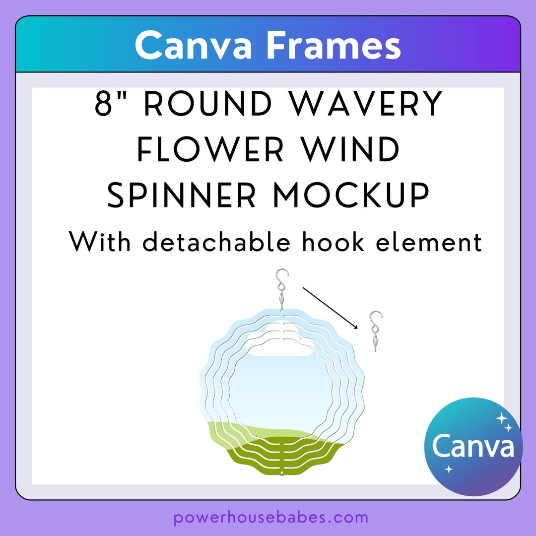 8" Round Wavery Flower Wind Spinner Mockup, 8 Inch Wind Spinner, Garden ...