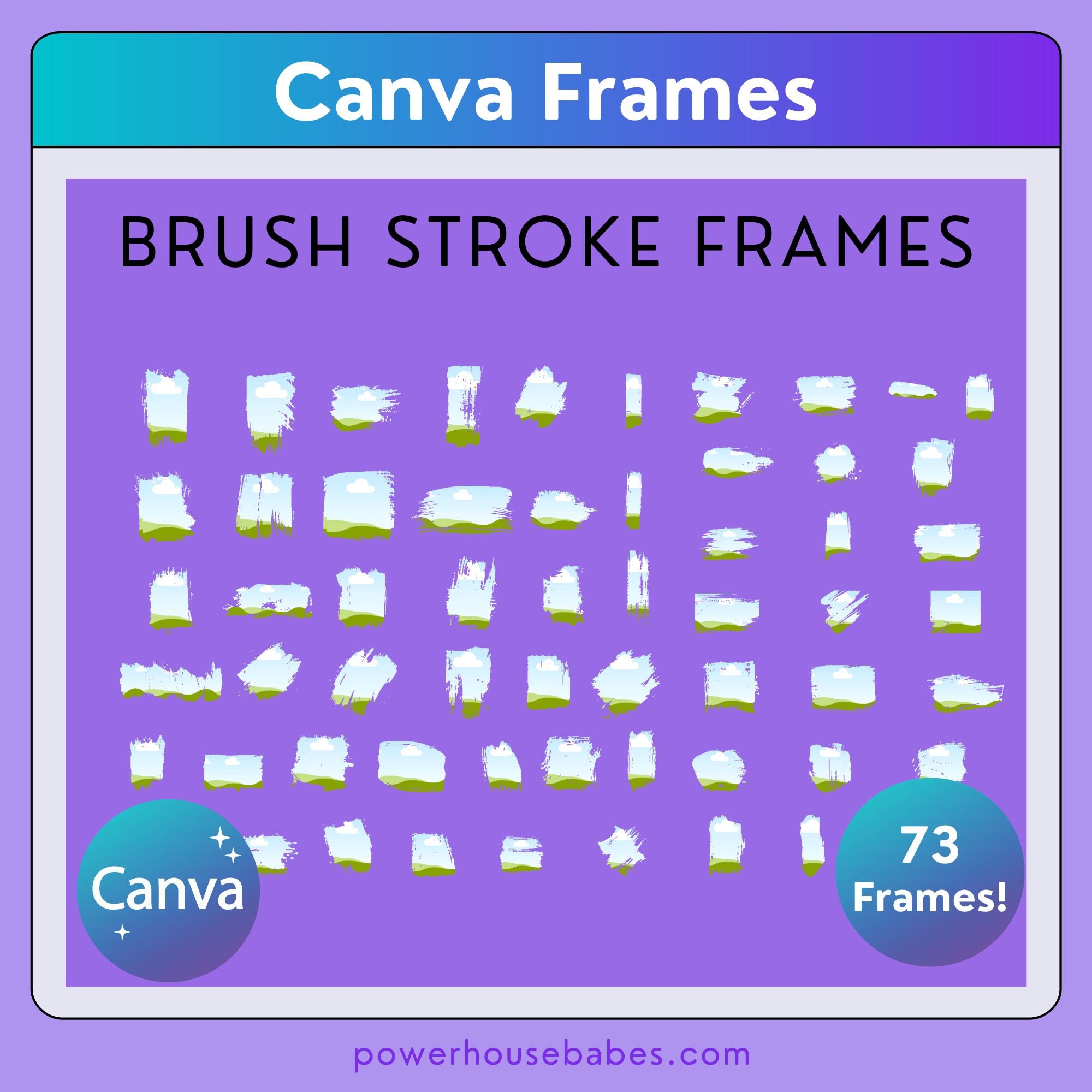 Brush Stroke Canva Frames, Brush Stroke Frame, Canva Frame Template ...