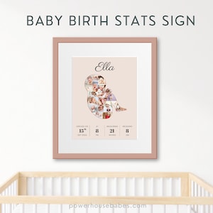 Baby Birth Stat Sign - Printable Digital Download. DIY Birth Stats Wall ...