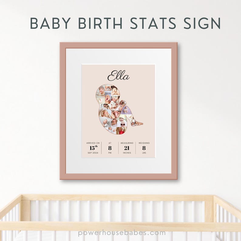 Baby Birth Stat Sign - Printable Digital Download. DIY Birth Stats Wall ...