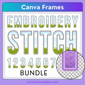 Embroidery Stitch Font Bundle, Embroidery Alphabet, Embroidery Blank ...