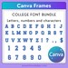 College Font Bundle, College Font Svg, College Fonts, Chenille Numbers ...