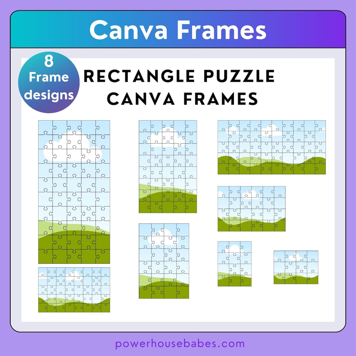 Puzzle Rectangle Frames, Rectangular Puzzle Frames, Canva Frames, Canva ...