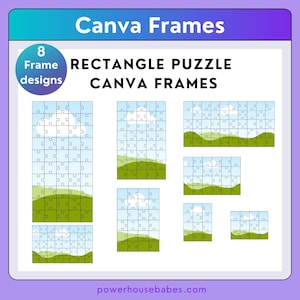 Puzzle Rectangle Frames, Rectangular Puzzle Frames, Canva Frames, Canva Frame Template, Custom ...