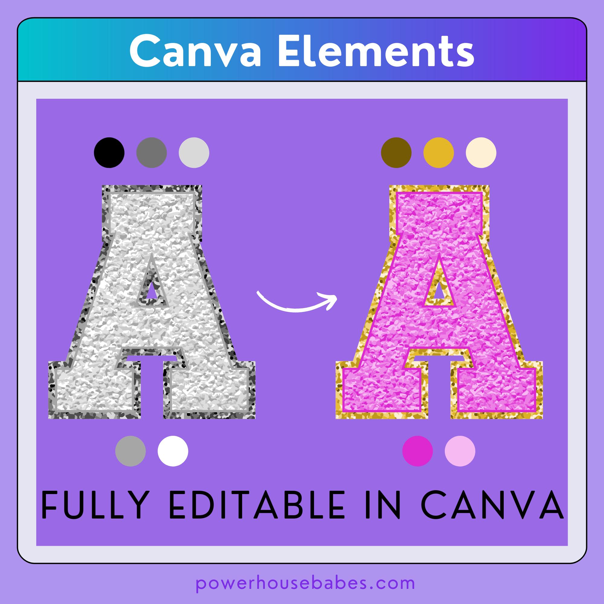 Faux Chenille Letters Canva Bundle, Faux Chenille Patches, Editable ...