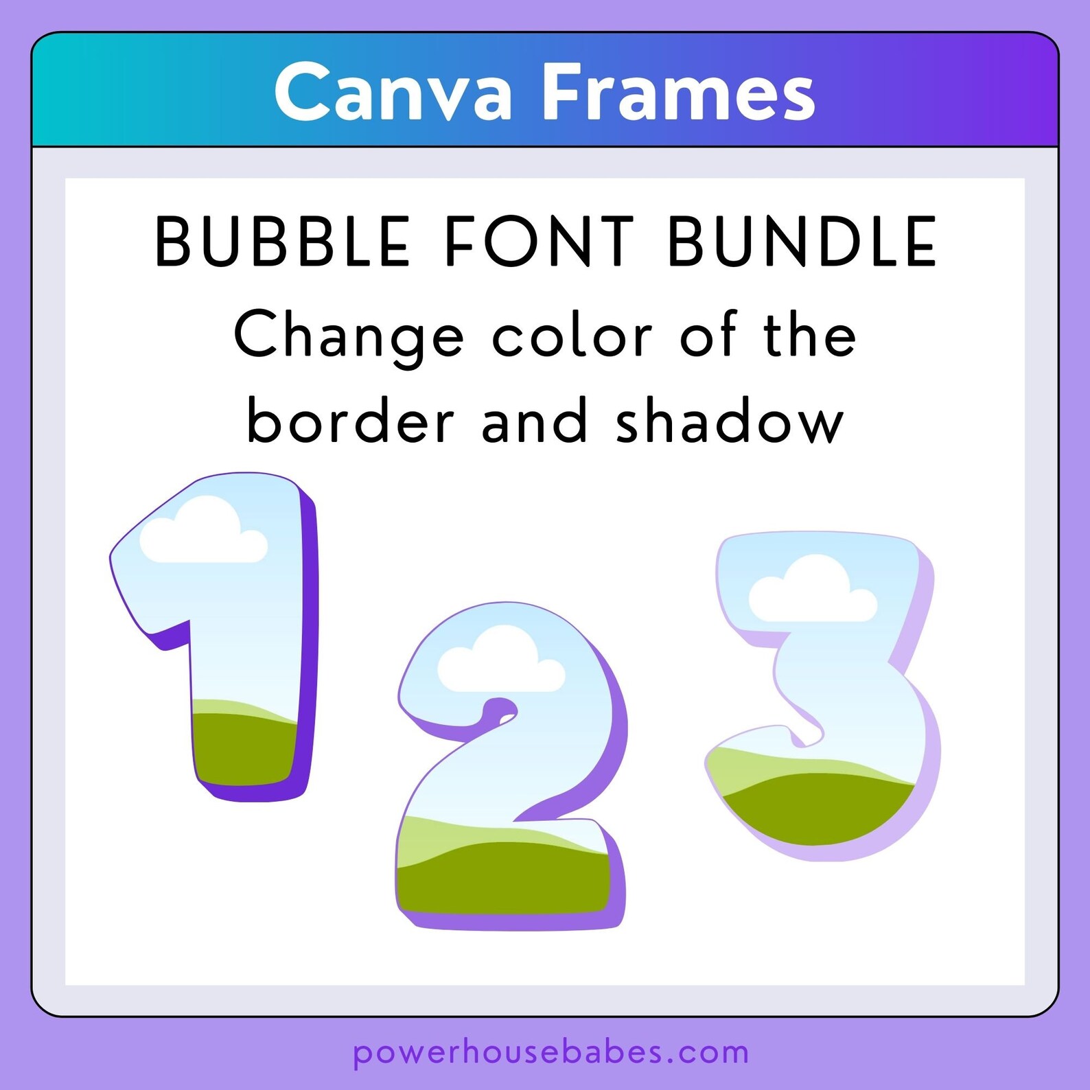 Bubble Font Canva Frames, Bubble Font Letters + Numbers Clipart ...